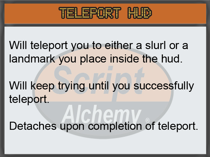 Second Life Marketplace - Script Alchemy Teleport Hud